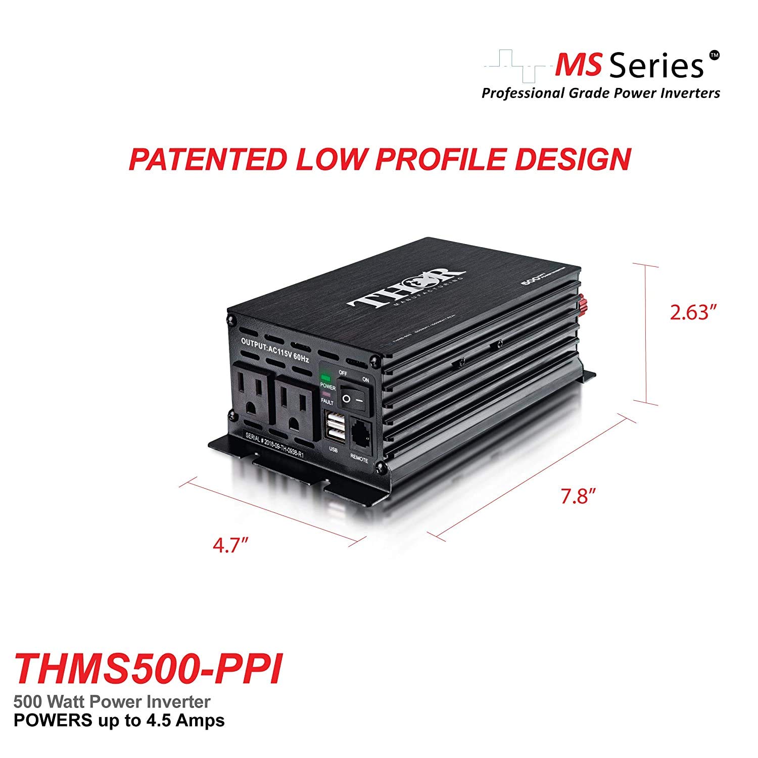 THOR MANUFACTURING - 500 Watt Modified SINE Power Inverter with USB