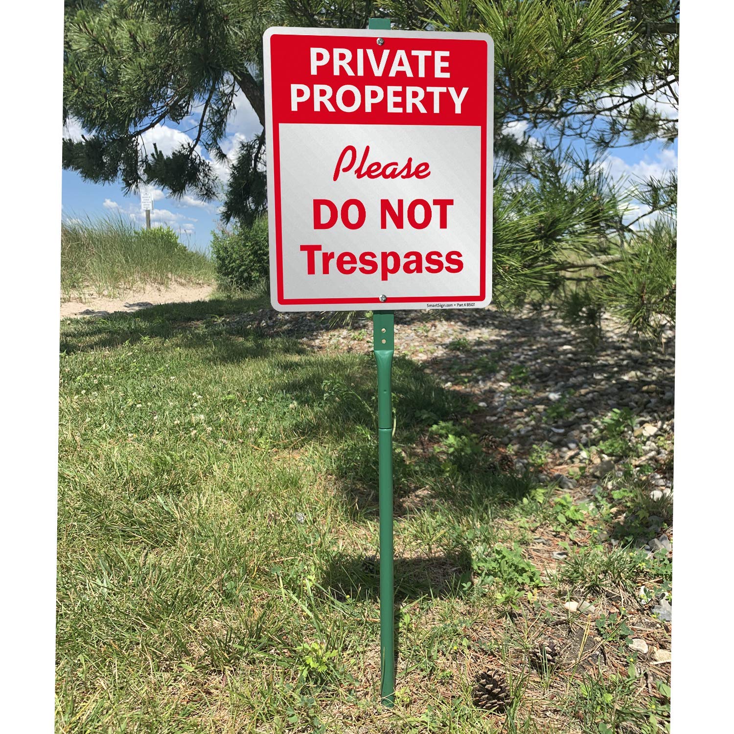 SmartSign "Private Property - Please Do Not Trespass" LawnBoss® Sign | 10" x 12" Aluminum Sign With 3' Stake