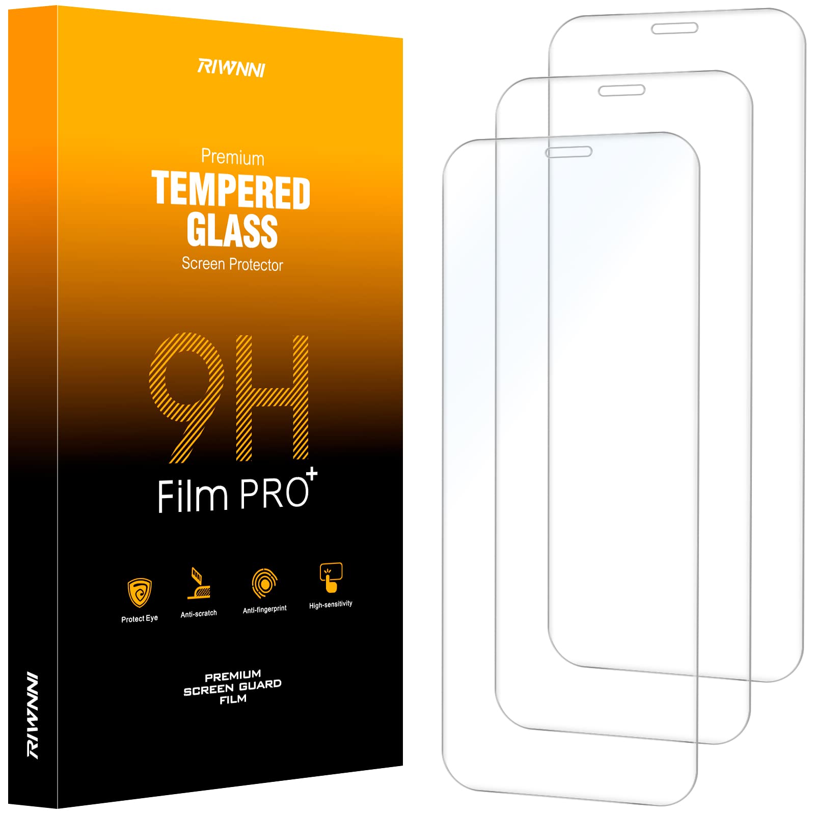 RIWNNI Screen Protector Compatible with iPhone 12/12 Pro [3 Pack], HD Clear Tempered Glass Screen Protector for iPhone 12/12 Pro 6.1-Inch [Easy Installation Frame] [Bubble Free] [Case Friendly]