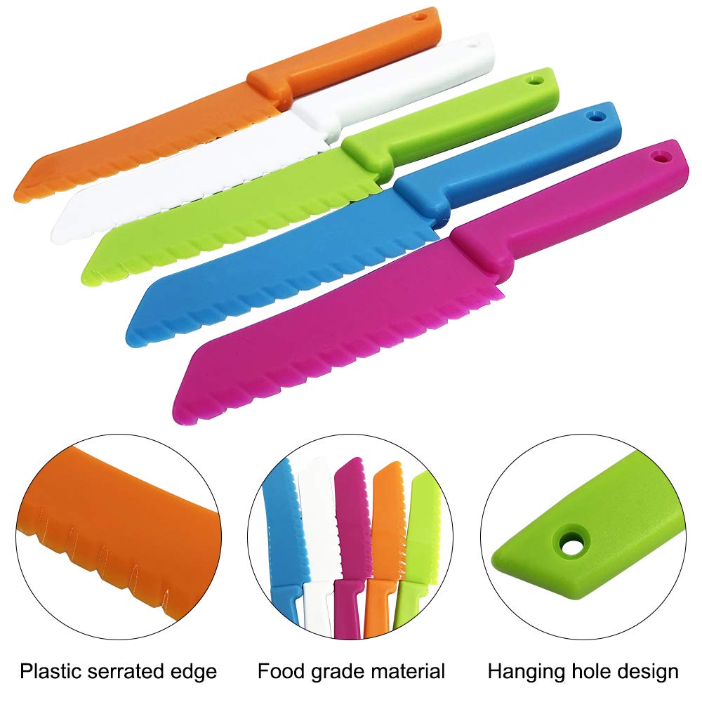 Sonku 10 Packs Kitchen Knife Set, Cooking Knives with Cutting Boards for Kids and Adults -Multi Colors