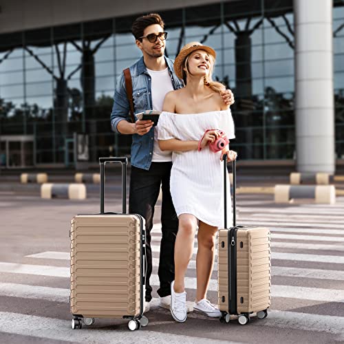 SHOWKOO Luggage Sets Expandable ABS Hardshell 3pcs Clearance Luggage Hardside Lightweight Durable Suitcase sets Spinner Wheels Suitcase with TSA Lock (Black)