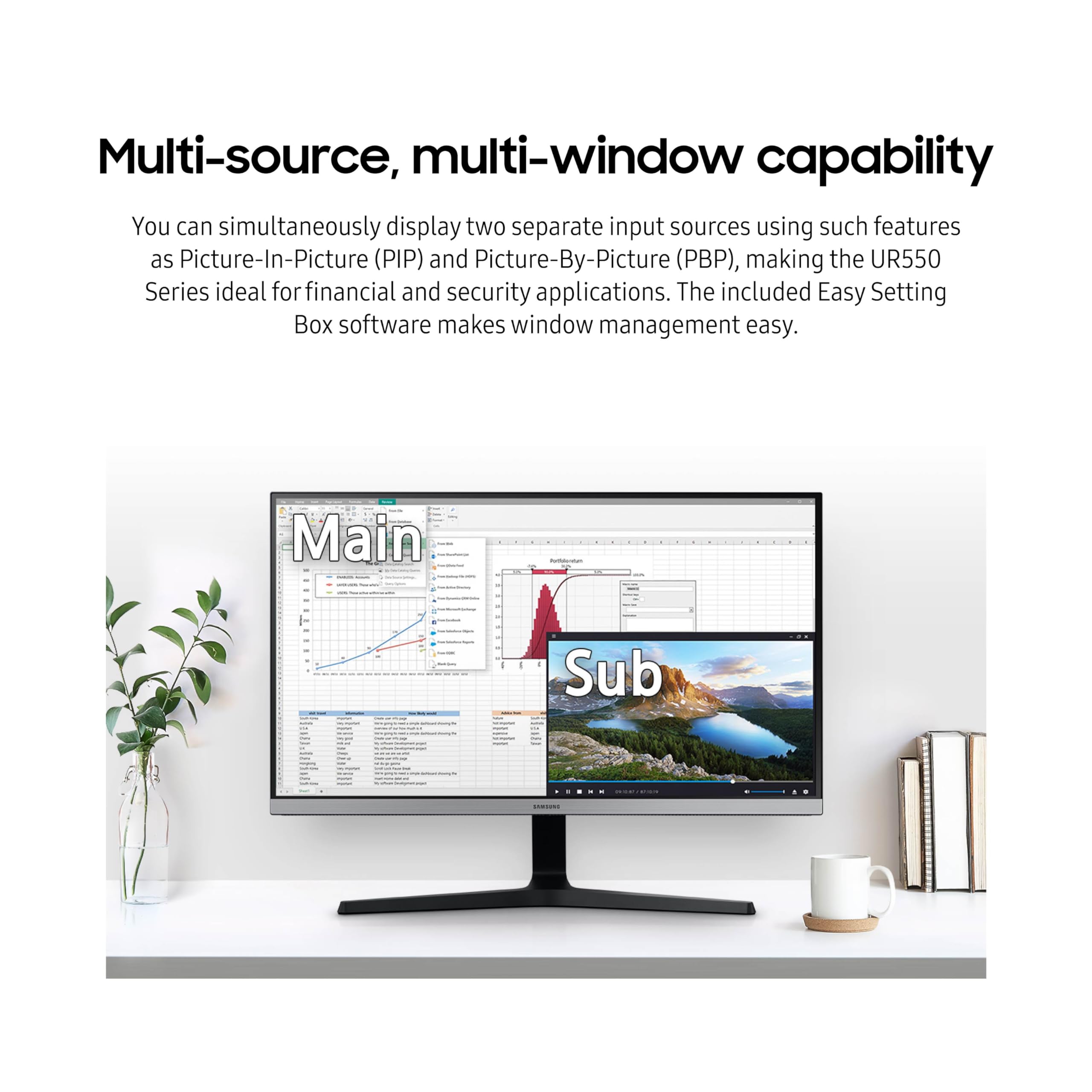 SAMSUNG 28-Inch ViewFinity UR55 Series 4K UHD IPS Computer Monitor, HDR10, AMD FreeSync, HDMI 2.0 and DisplayPort 1.2, Bezelless Display, Eye Care, LU28R550UQNXZA, 2023