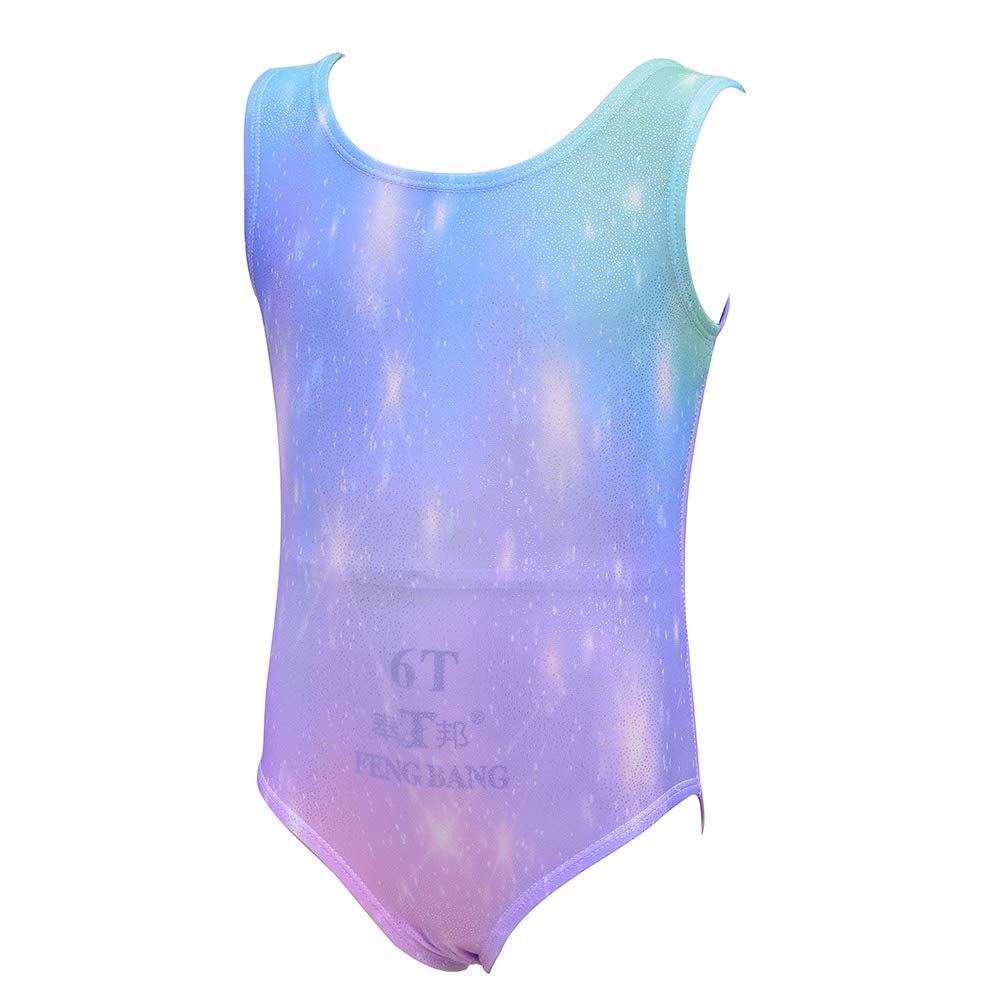 ZIZI Girl's Gymnastics Leotards One-piece Sparkle Colorful Rainbow Dancing Athletic, Purple, 7-8Years(140)