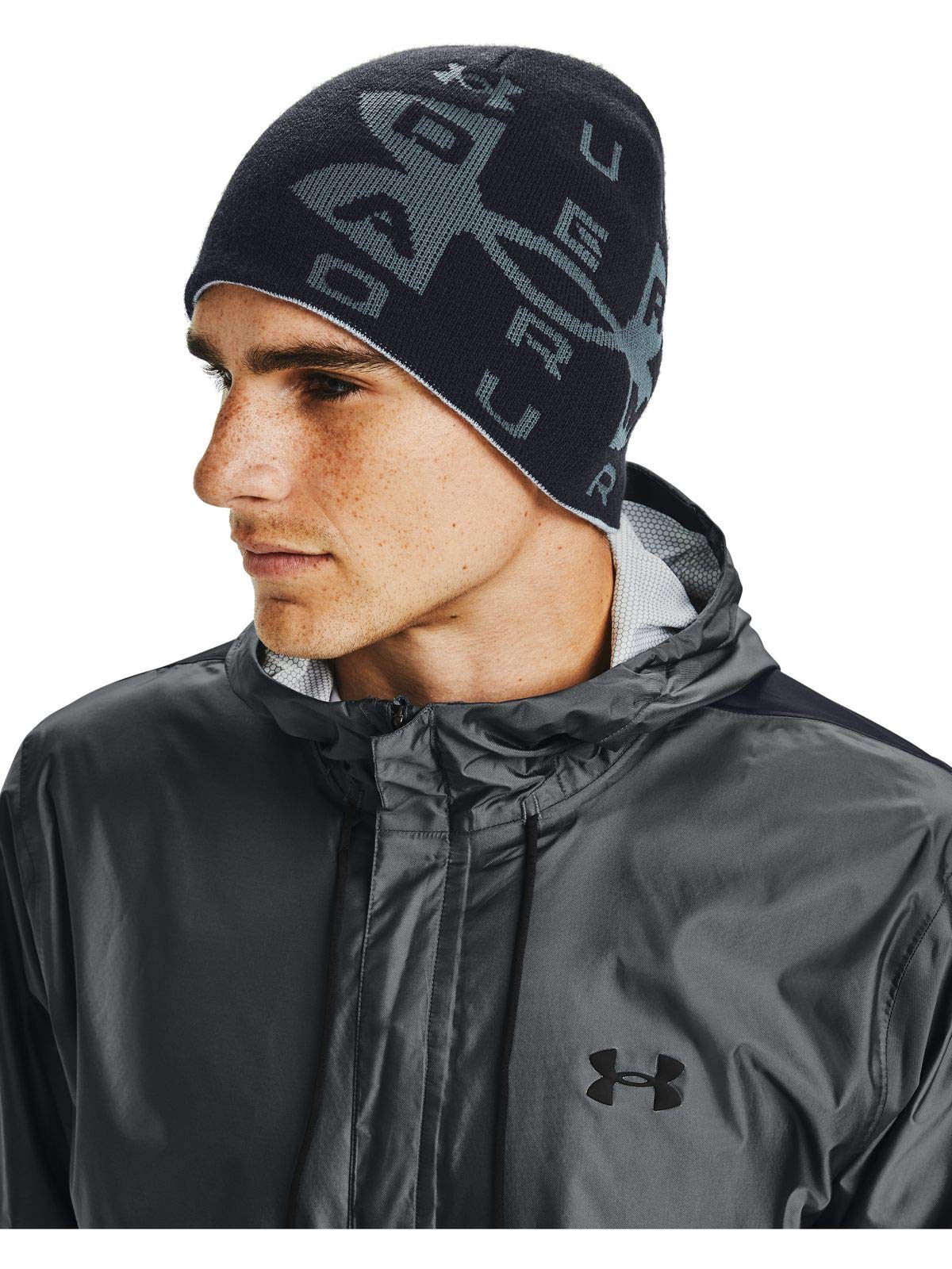 Under Armour Men's Billboard Reversible Beanie, Black (001)/Pitch Gray, One Size Fits All