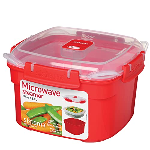 Sistema Microwave Collection Steamer, Small, 50 oz./1.4 L, Red