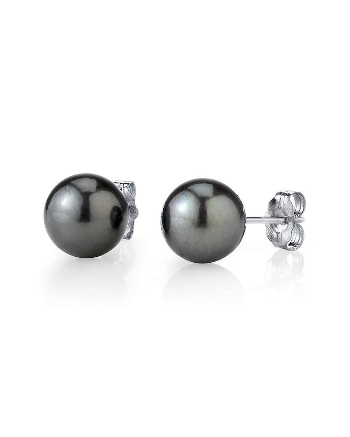 THE PEARL SOURCE 9-10mm Tahitian Real Pearl Earrings for Women - Black 14k Gold Stud Earrings | Hypoallergenic Earrings with Genuine Cultured Pearls