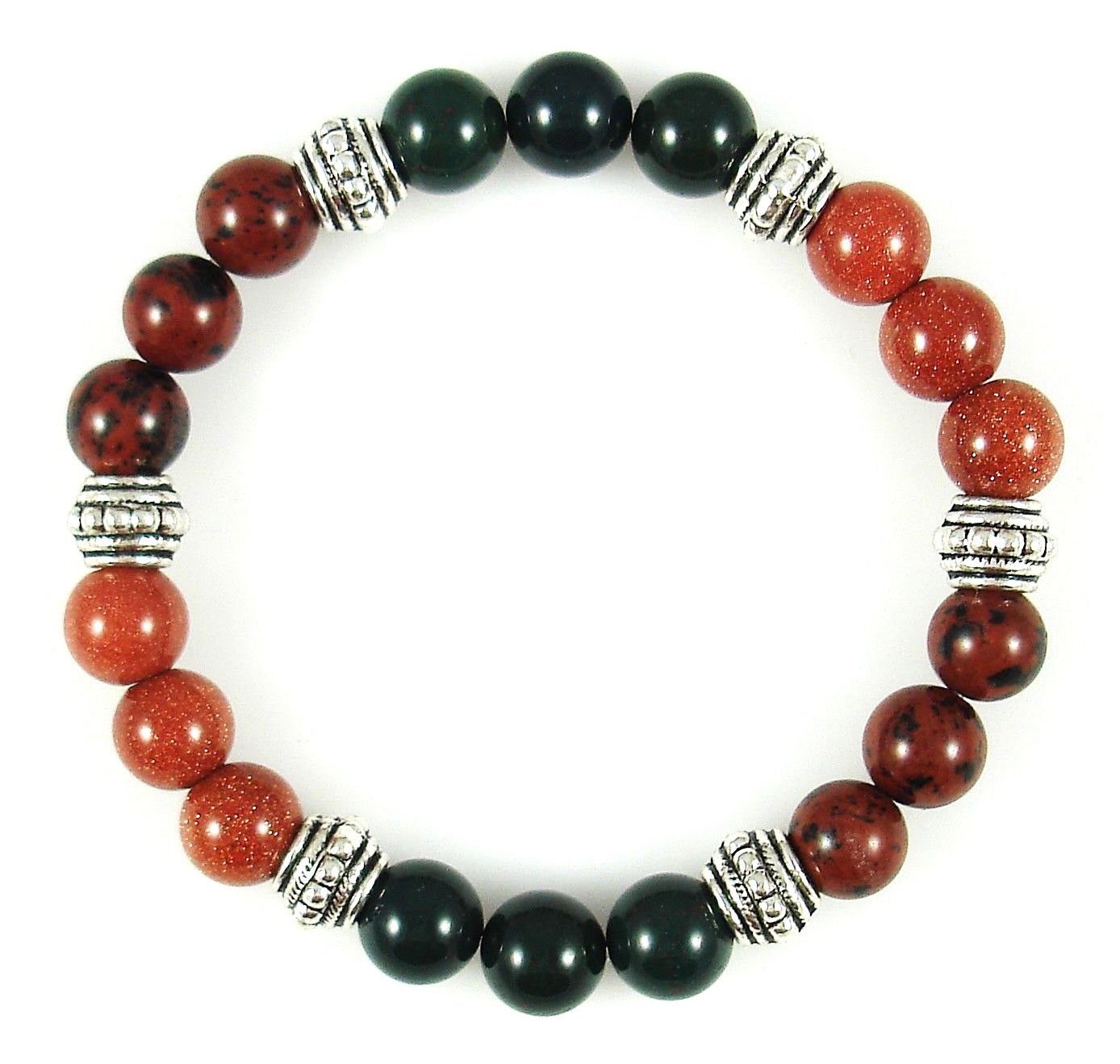 The Magic Is In You 8" - Blood Circulation 8mm Crystal Gemstone Intention Bracelet - Bloodstone, Goldstone, and Mahogany Obsidian