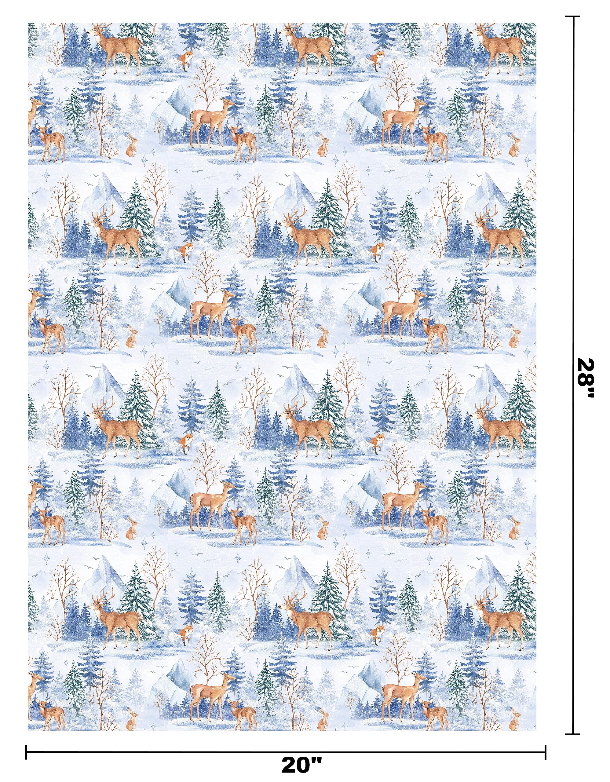Titiweet Woodland Christmas Animal Gift Wrapping Paper - 12 Sheets with Bear, Deer, Rabbit, Fox, Squirrel and Reindeer, 20 x 28 Inches Per Sheet
