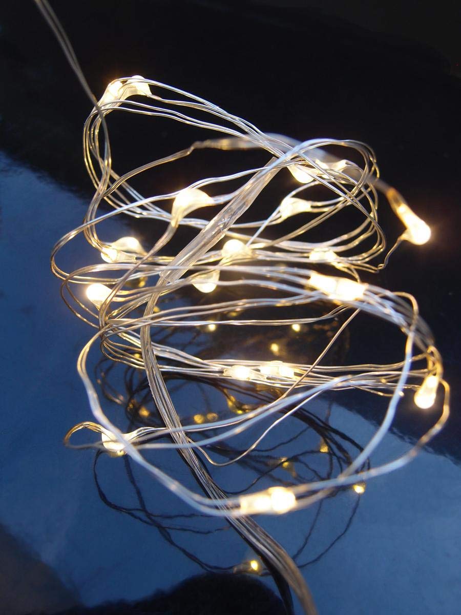 Richland LED Fairy Lights, 20 LEDs Battery Operated 6 Foot, Warm White Silver Wire, Strand Submersible Set of 6