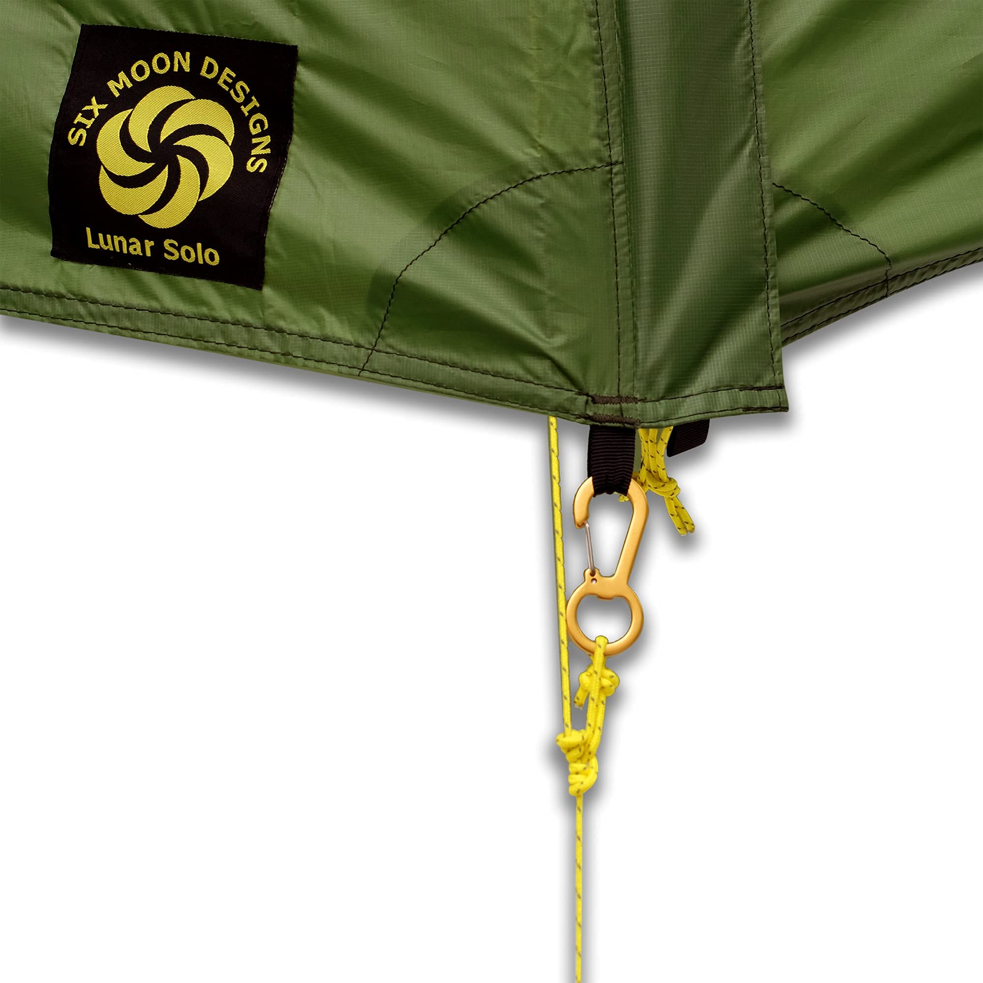 Six Moon Designs Lunar Solo Green 1 Person Ultralight Tent. 26 oz. Backpacking Tent. 100% Silicone Coated Polyester Material for Reduced Fabric Stretch & Volume. Trekking Pole Setup.