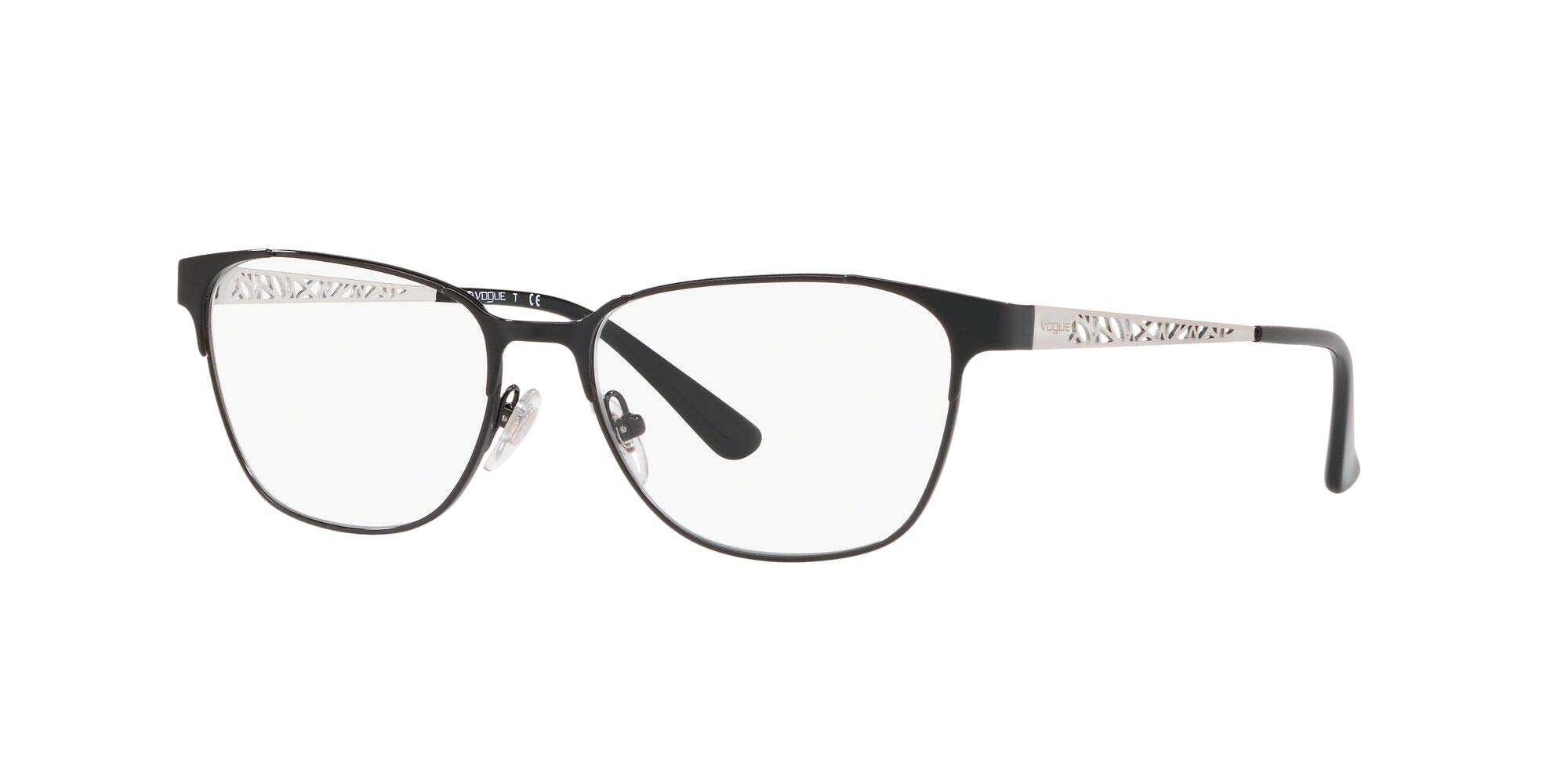 Vogue Eyewear Women's Vo4119 Square Prescription Eyeglass Frames, Black/Demo Lens, 53 mm