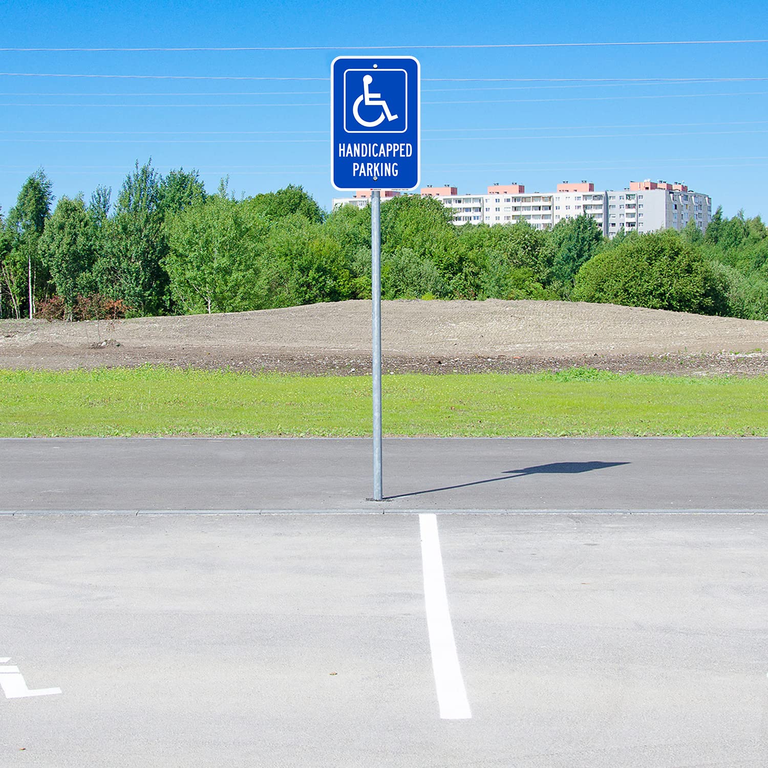SmartSign Handicapped Parking Sign, 12 x 18 Inches 3M Engineer Grade Reflective Aluminum, Pre-Drilled Holes, USA Made