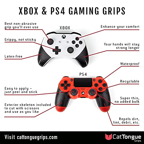 Xbox One Controller Grip by CatTongue โ Non-Abrasive Grip Tape Precut for Xbox Controllers, Non-Slip Grips with No Added Bulk