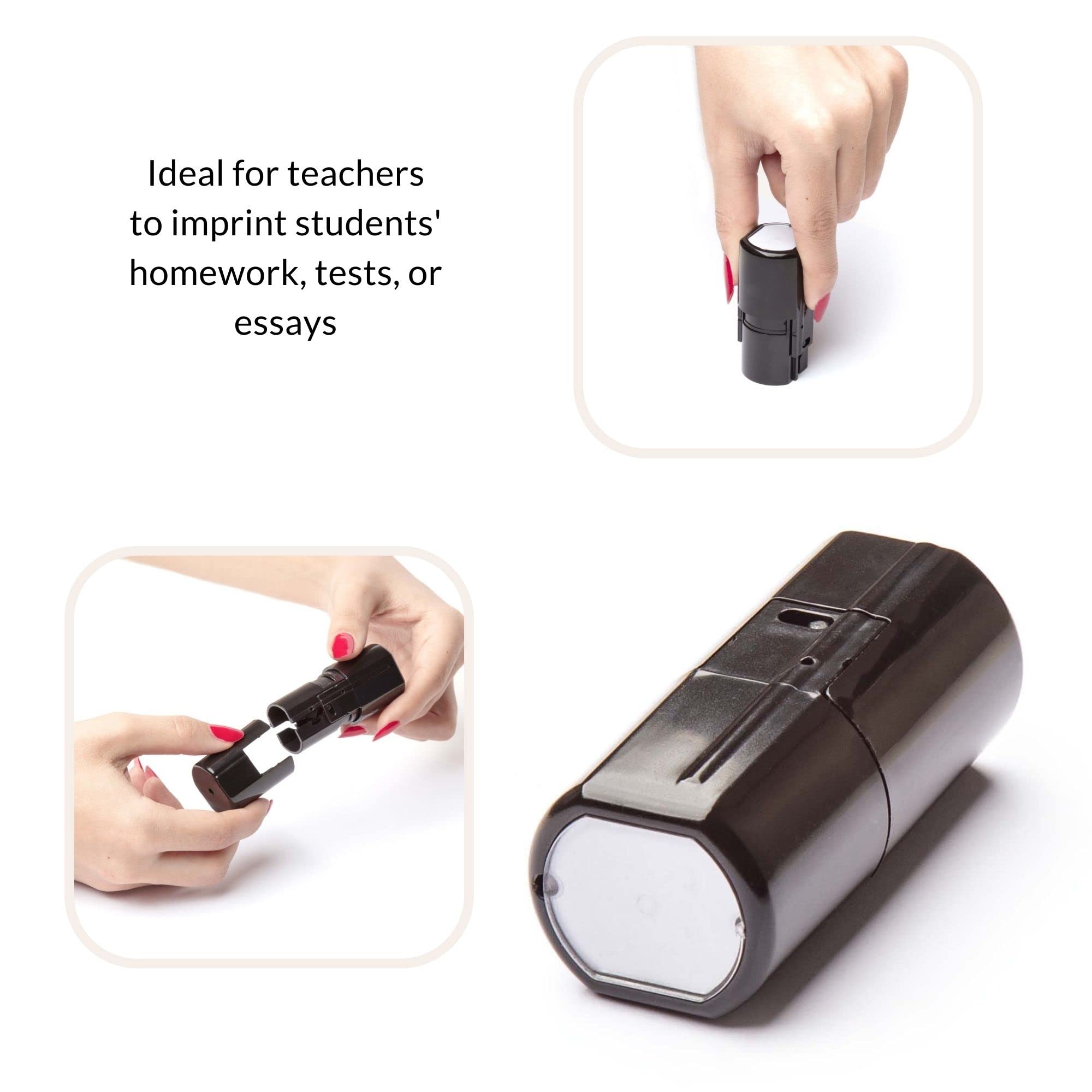 Round Self Inking Rubber Stamps, Copy, Entered, Late, Posted, OK Phrase in Circle Stamper with Vibrant Red Ink (OK)