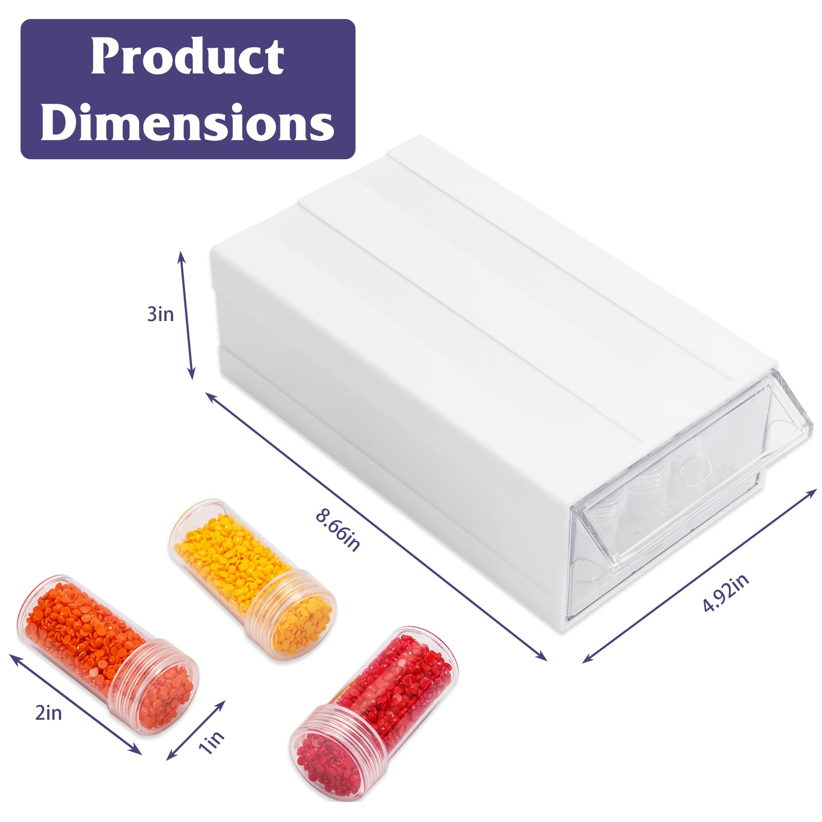 Quefe 128 Slots, 4pcs, Diamond Painting Storage Containers, Portable Bead Organizer, Storage Box Stackable Arts & Crafts Organizers for DIY Diamond Art Craft Jewelry Bead Storage
