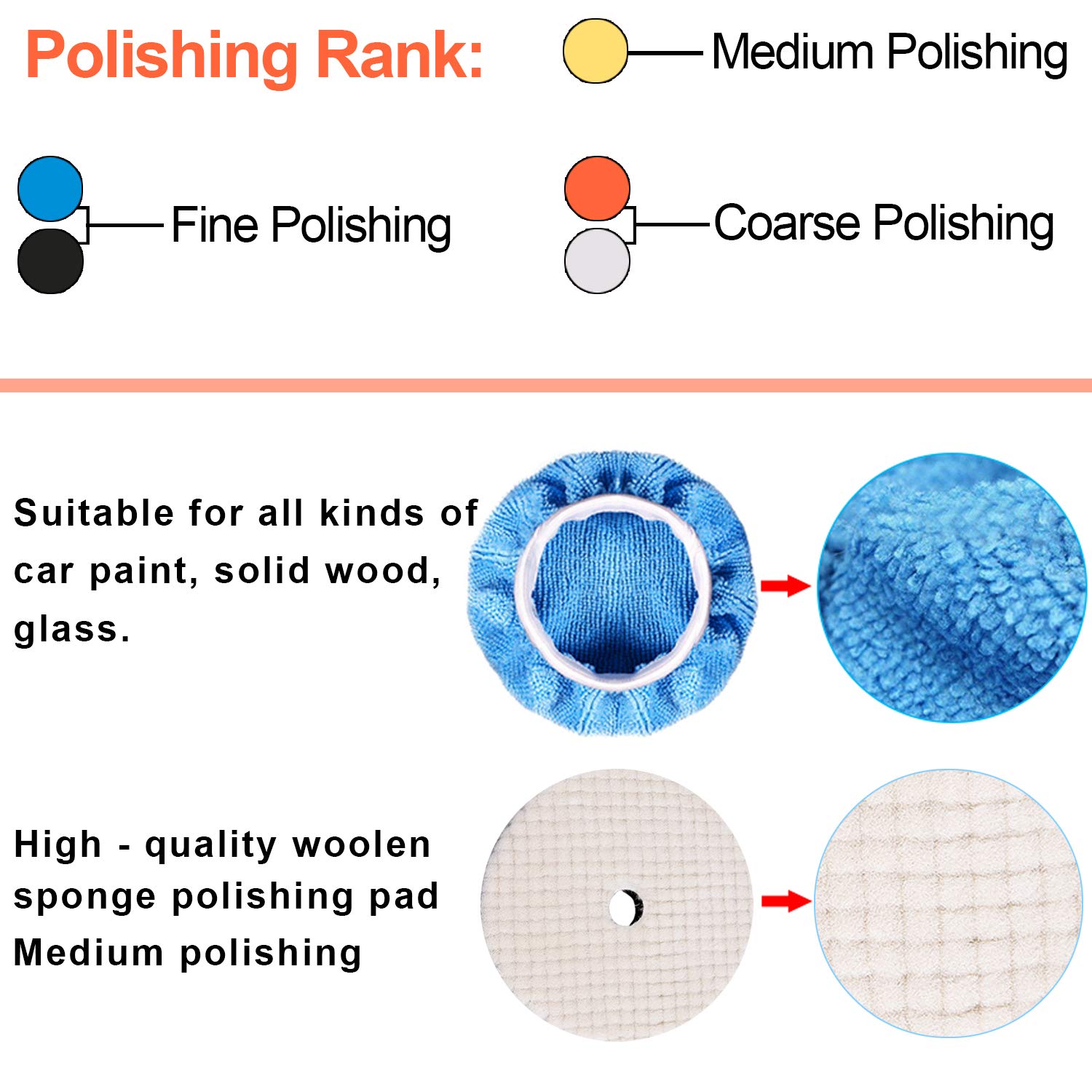 SIQUK 11 Pieces Buffing Pads 6 Inch Car Polishing Pad Kit Foam Polish Pads Car Polisher Attachment for Drill