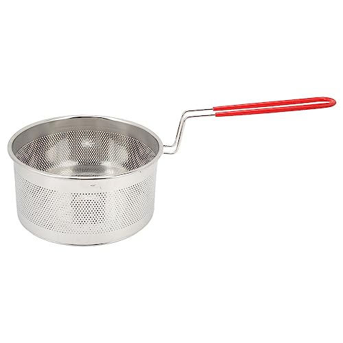 Round Stainless Steel Deep Fryer Basket Fry Baskets with Handle for French Fries Onion Rings and Chicken (Medium 18CM)