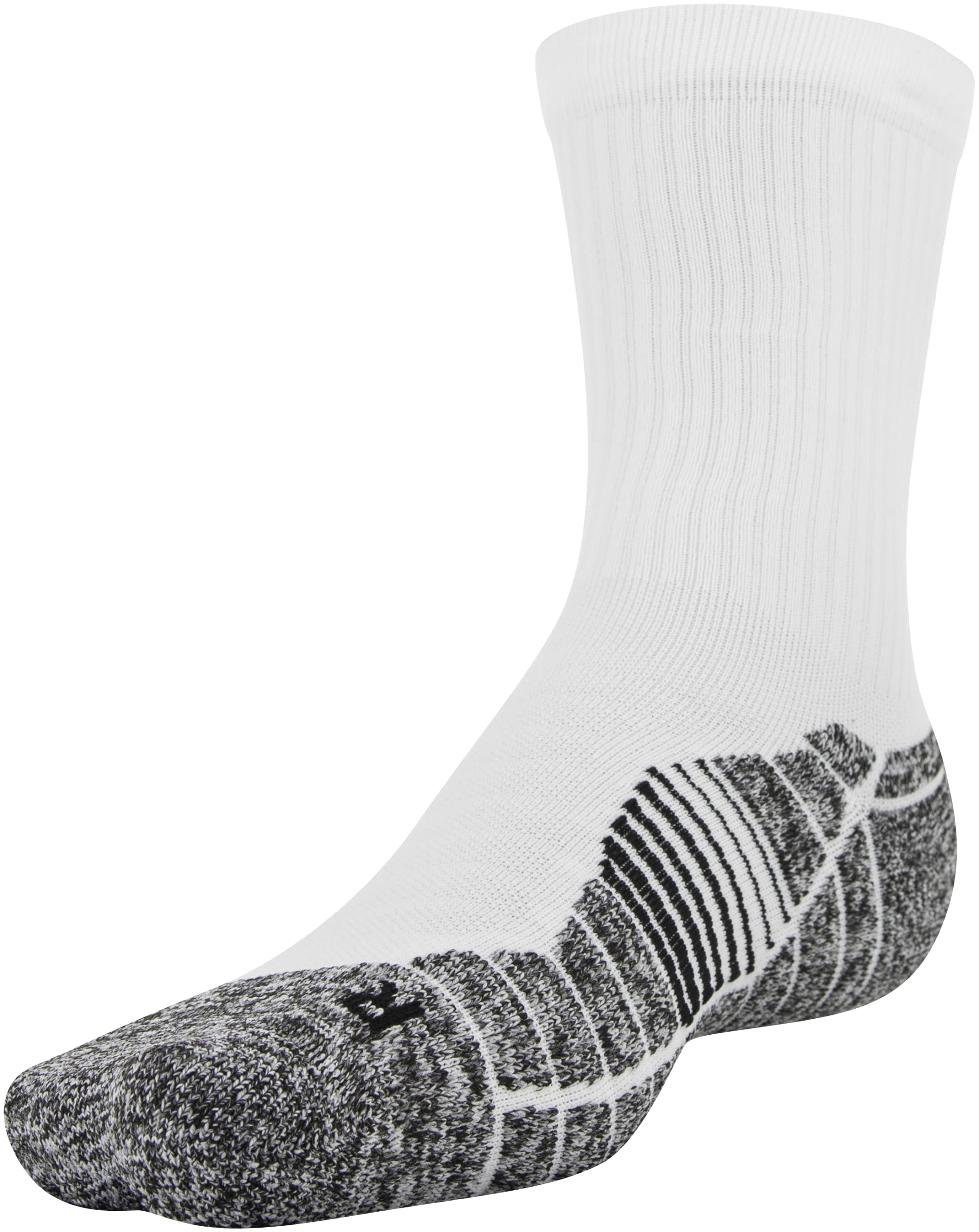 Under Armour Adult Elevated+ Performance Crew Socks, 3-Pairs, White/Halo Gray Assorted, Large