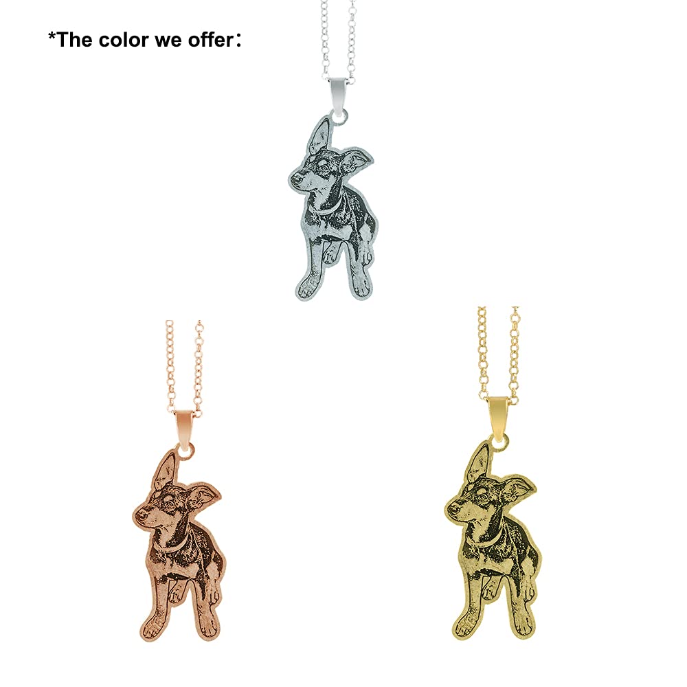 STARATION Custom Picture Necklace Personalized Pet Cat Dog 925 Silver Photo Engraved Pendant Gift for Pet Lover (StyleA)