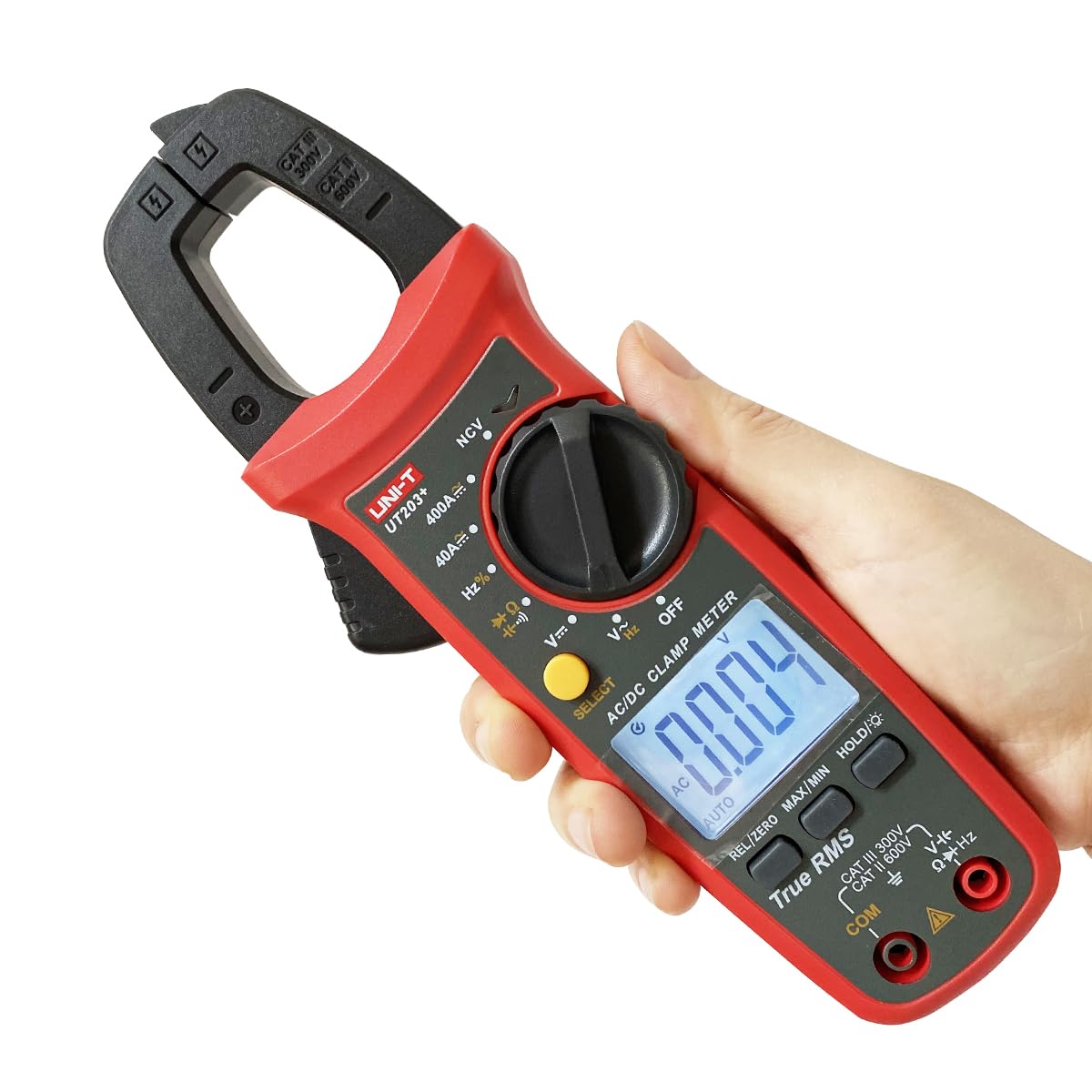 UNI-T UT204+ Digital 600A AC/DC Numeral Pincer Multimeter Ammeter Anti-Burning Anti-Misdetection Clamp Meter Multifunction Electrician Current Measurement with True Effective Value, NCV Intelligent