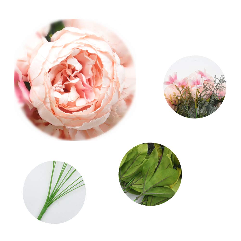 SHINE-CO Lighting Artificial Peony Silk Flowers Bouquet Glorious Moral for Home Office Decoration and Weddings(Rosy Pink)