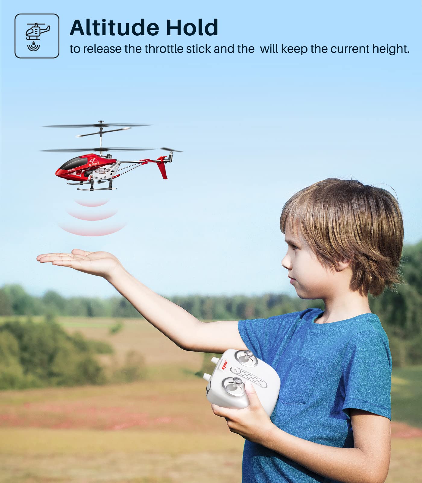 Syma RC Helicopter for Adults Kids with Altitude Hold, 2 Rechargeable Battery (Rose Red)