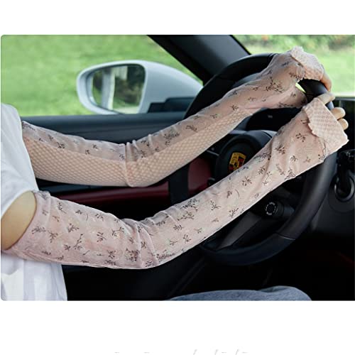 Summer Women's Driving Long Floral Lace Sleeve Gloves Thin Arm Guard Sleeve Arm Sleeve (Color : A, Size : 55 * 17cm)