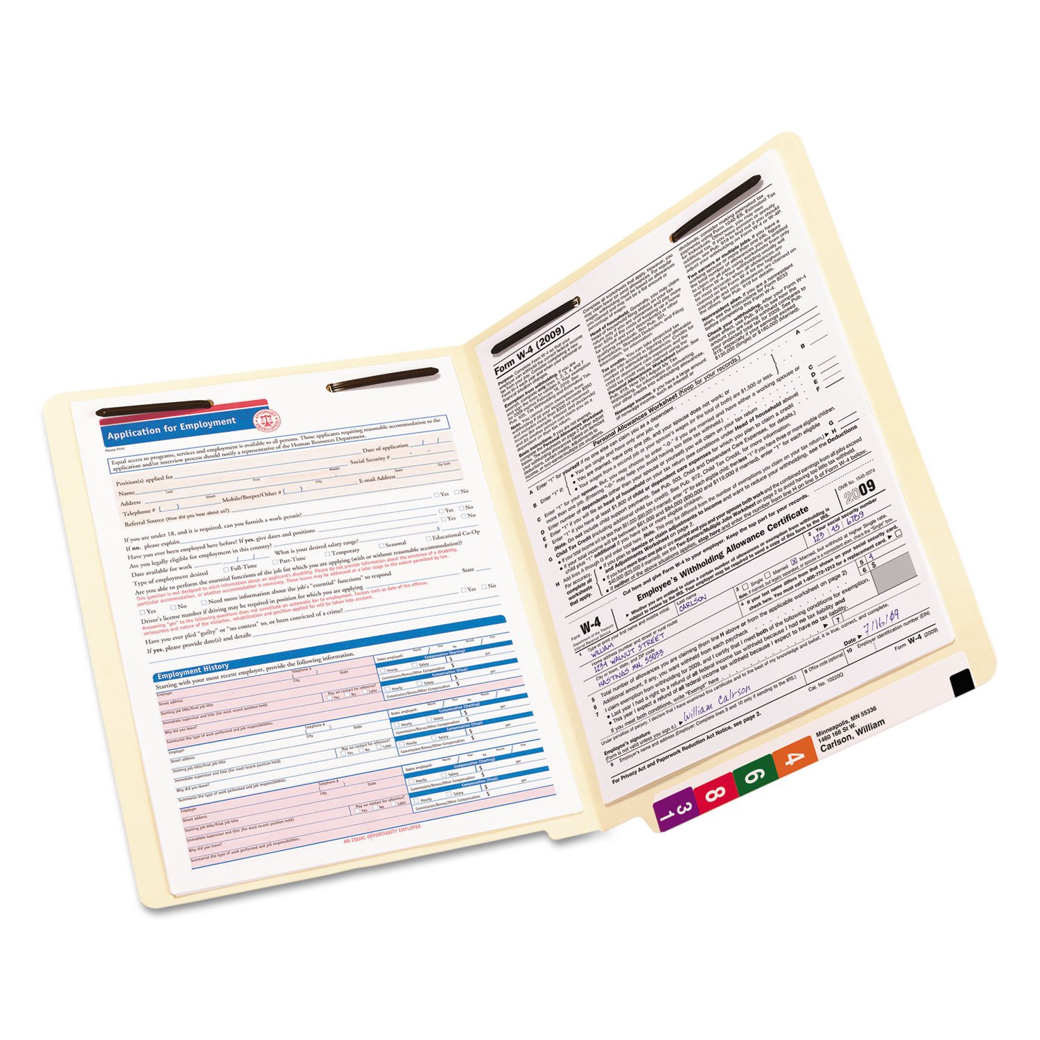 Smead TUFF® Laminated End Tab Fastener File Folder, Shelf-Master® Reinforced Straight-Cut Tab, 2 Fasteners, Letter Size, Manila, 50 per Box (34105)