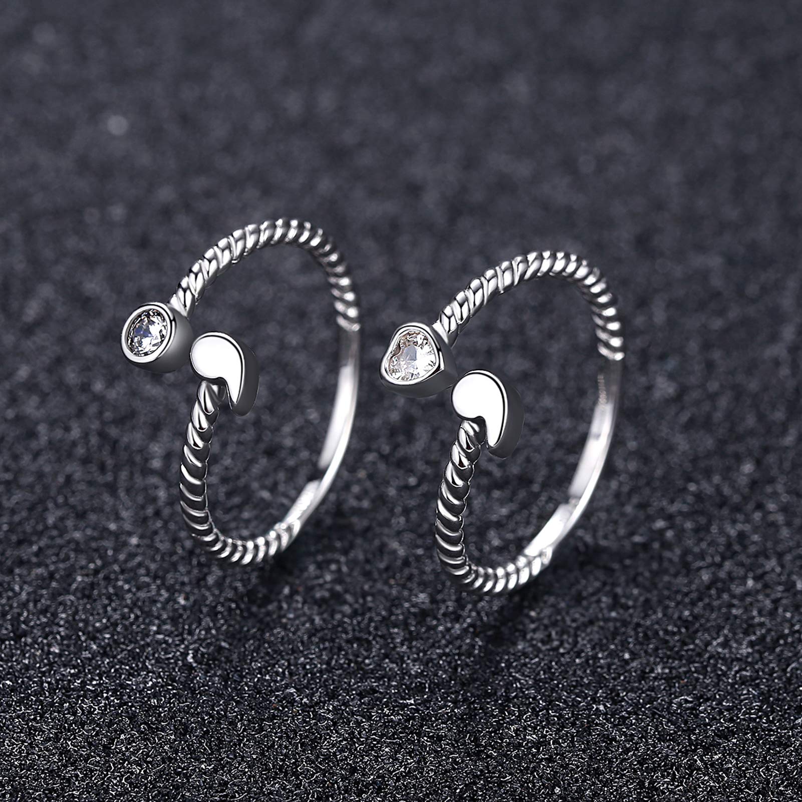 VIKI LYNN Semicolon Rings 925 Sterling Silver CZ Open Adjustable Ring Inspirational Jewlry for Women