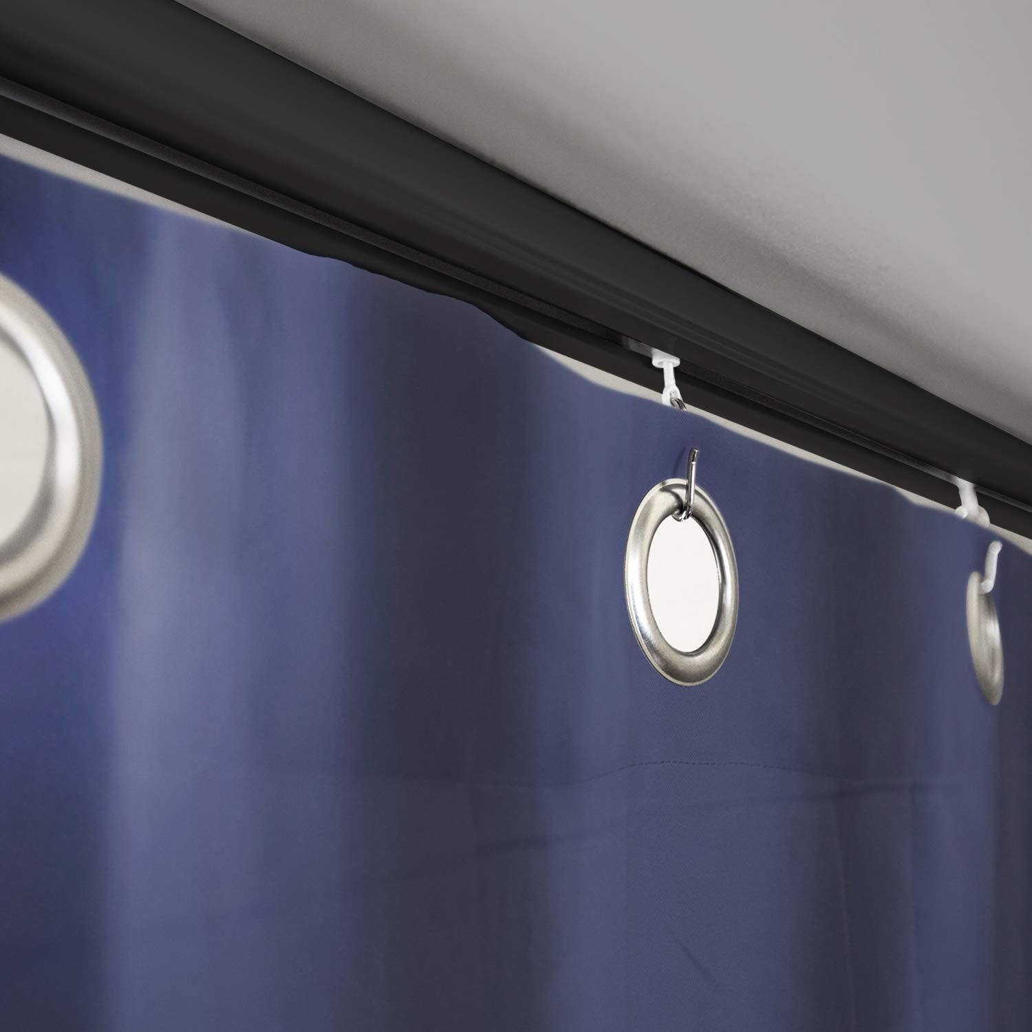 RoomDividersNow Ceiling Curtain Track Set- Comes with Track, Roller Hooks, Installation Hardware, Saw, and End Cap-Curtain Rail, Large, For Spaces 12-18 Feet Wide - White