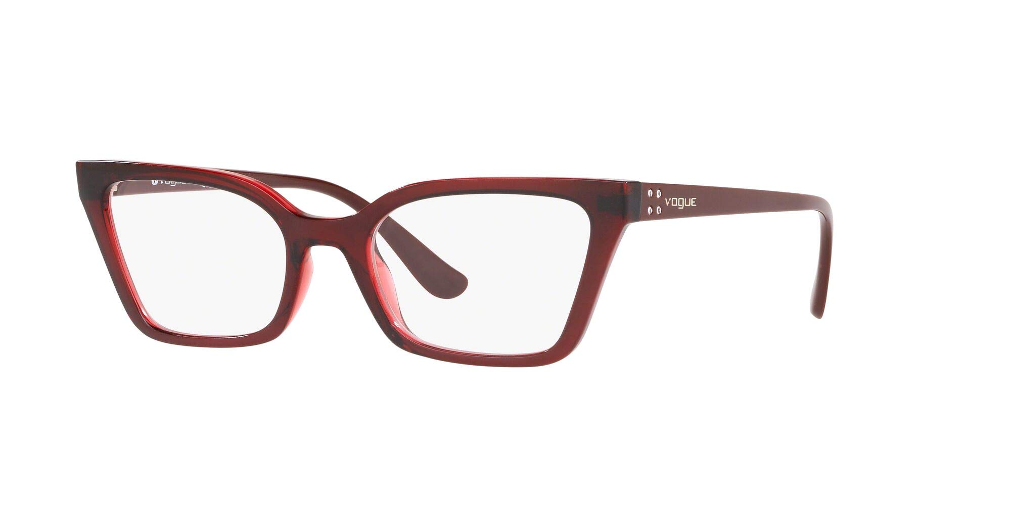 Vogue Eyewear Women's Vo5275b Rectangular Prescription Eyeglass Frames, Top Bordeaux/Transparent/Demo Lens, 52 mm