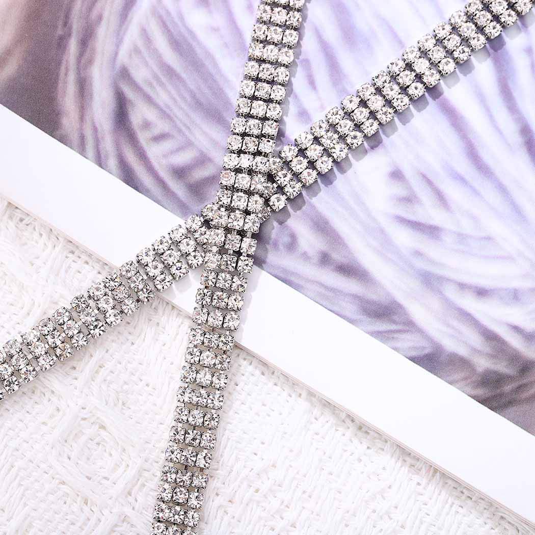 Zoestar Rhinestone Bra Chains Crystal Bikini Chest Chain Party Body Chain Jewelry for Women