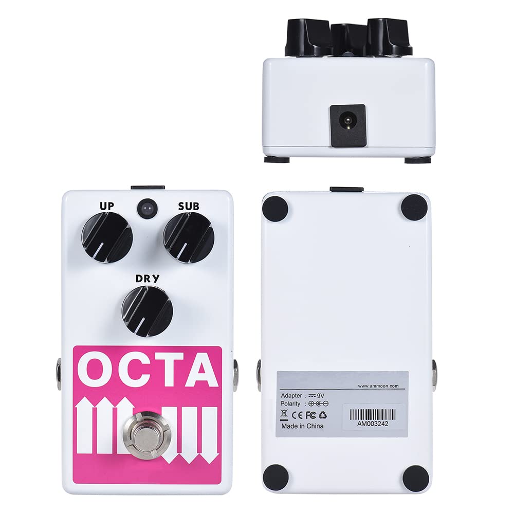 summina Electric Guitar Precise Polyphonic Octave Generator Effect Pedal Supports SUB/UP Octave & Dry Signal Full Metal Shell with True Bypass