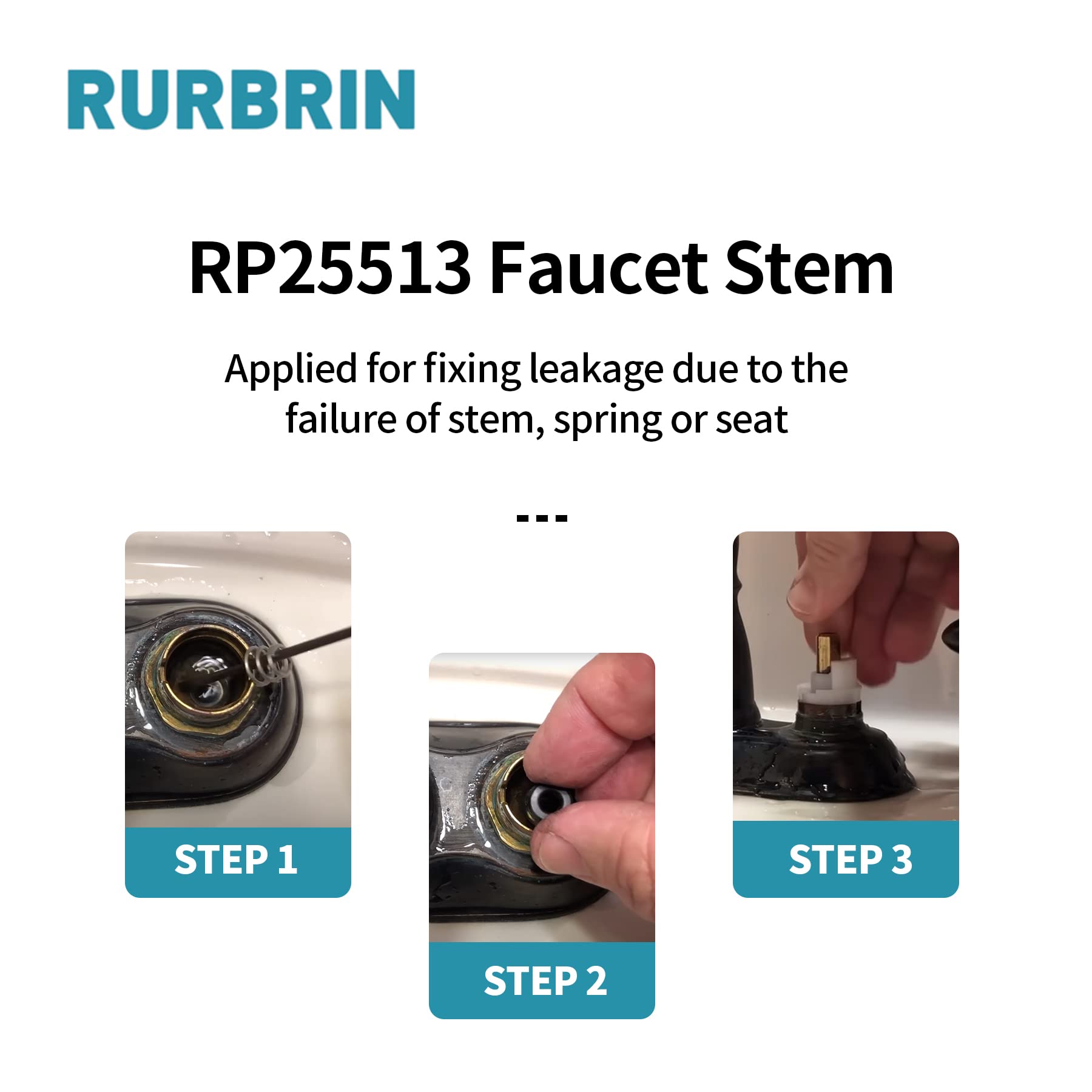 RP25513 Faucet Cartridge Stem Assembly Repair Kit Compatible with Most Delta Two-Handle Faucets, Come with RP4993 Seat & Spring,Fit for Lavatory Faucet (2 Pack)