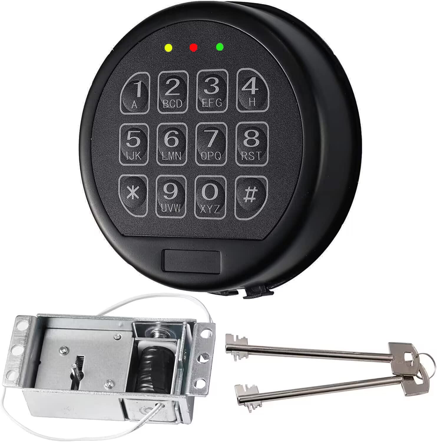 WAH LIN PARTS Gun Safe Lock Replacement with 2 Override Keys & Solenoid Black Keypad Safe Electronic Safe Lock for Fireproof Safe Box