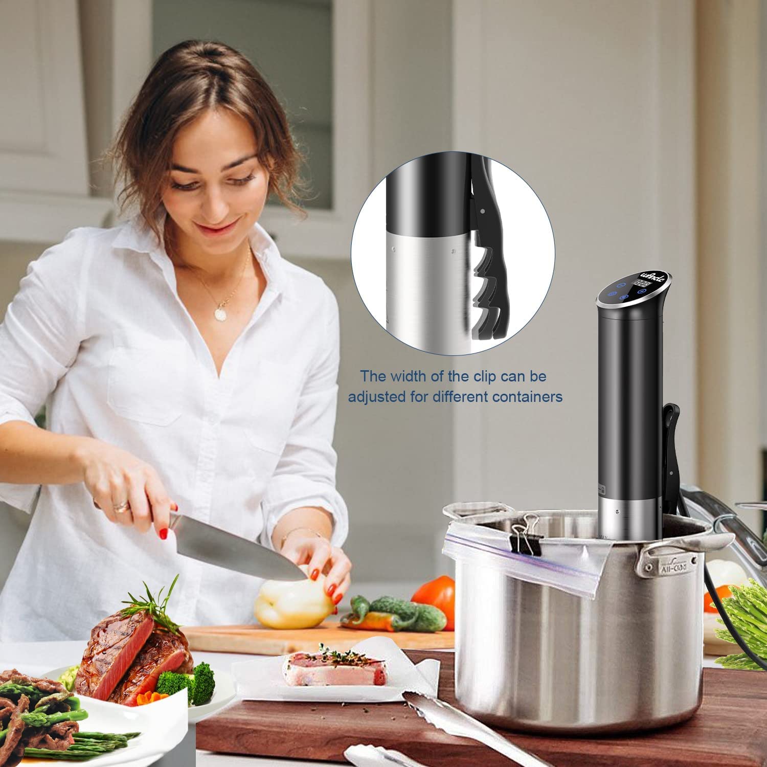 Sous Vide,Wancle Sous Vide 1100W Hight Power IPX7 Waterproof Precision Cooker Immersion Circulator, Small Size, Easy to Store (Sous Vide+Cookbook)