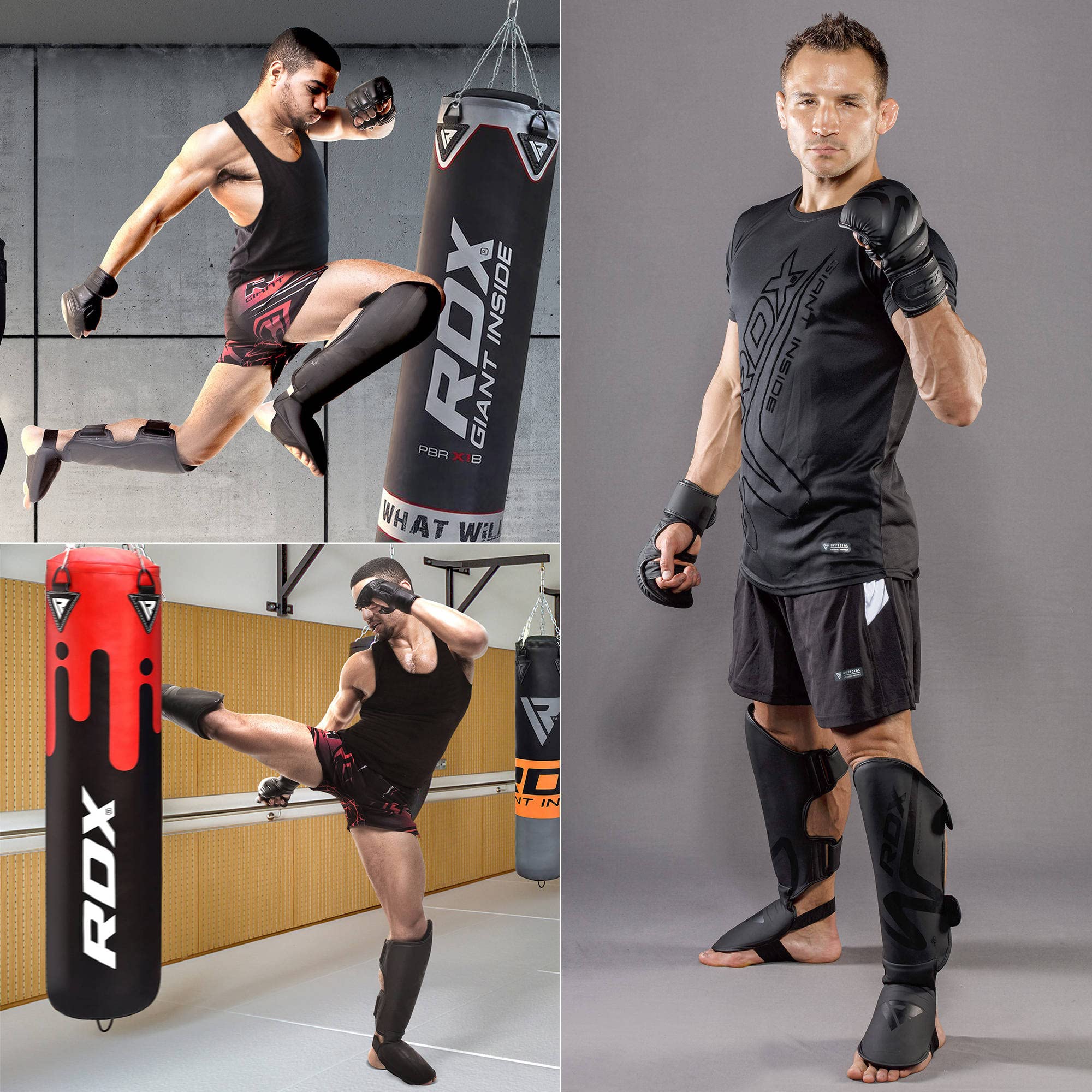 RDX Shin Guard for Muay Thai, Kickboxing, MMA Training, Maya Hide Leather Instep Leg Foam Pads for Martial Arts, Sparring, Gear for BJJ and Boxing