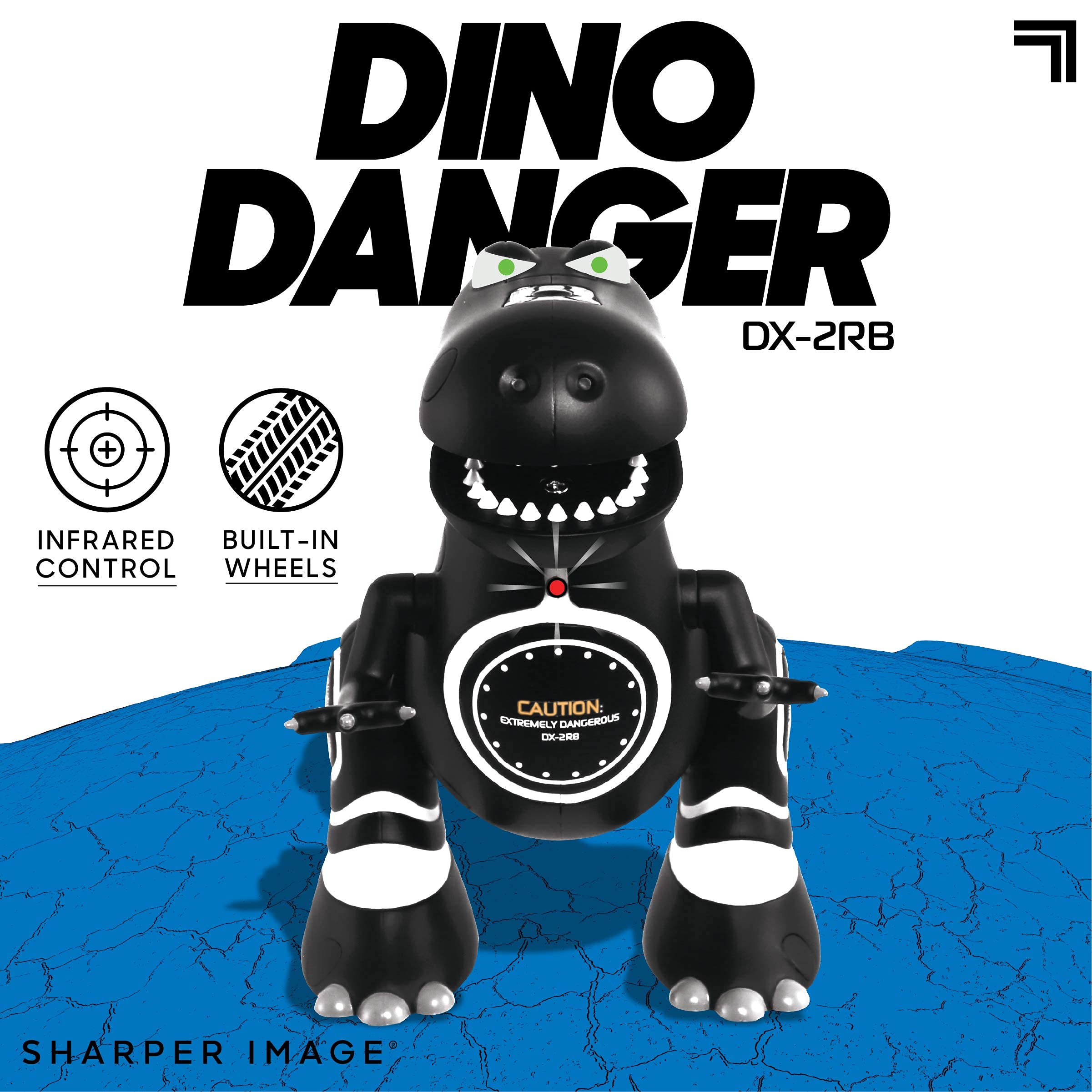 Sharper Image Remote Control Mini RC Robotosaur Dinosaur Toy for Kids, Miniature Futuristic Sci-Fi Robot T-Rex Moving Action Figure with Infrared Technology, Battery Operated Black Body