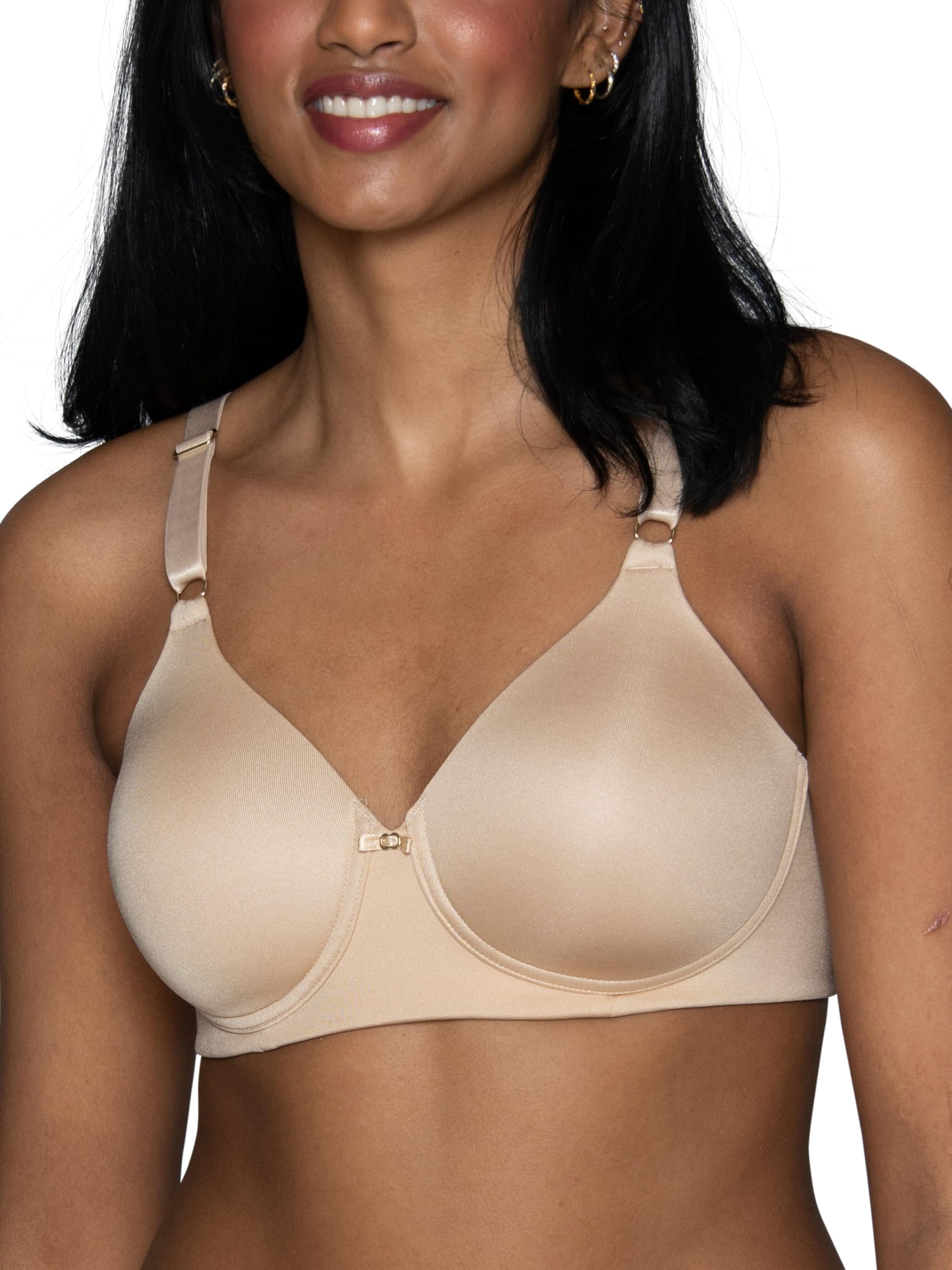 Vanity Fair Womens Full Coverage Beauty Back Smoothing Bra, 4-way Stretch Fabric, Lightly Lined Cups Up To Dd Bra, Wireless - Beige, 38B US