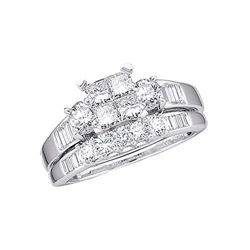 Sonia Jewels 10K White Gold Diamond Ladies Bridal Engagement Ring with Matching Wedding Size - 7