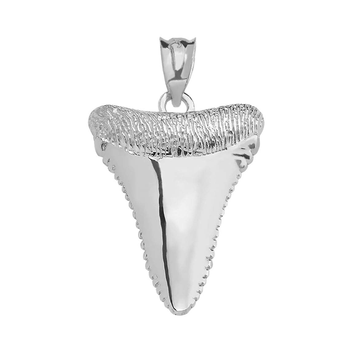 Shark Tooth Lucky Pendant Necklace in Polished 925 Sterling Silver, 16"