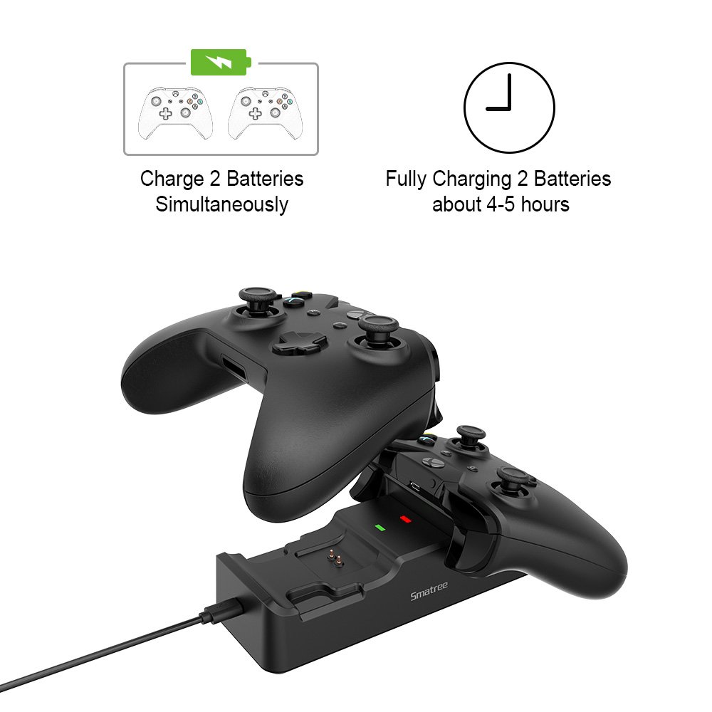 Smatree Rechargeable Battery 3 Pack with Dual Charging Station High Speed Docking Compatible with Xbox One/Xbox One X/Xbox One S/Xbox One Elite Wireless Controller (NOT for Xbox Series X|S)
