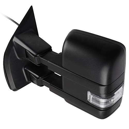 SCITOO Towing Mirrors Tow Mirrors Black Truck Mirrors fit for 2015-2017 For Ford For F150 Pickup with Pair LH RH Power Adjusted Heated Turn Signal Puddle Auxiliary Light 22pin