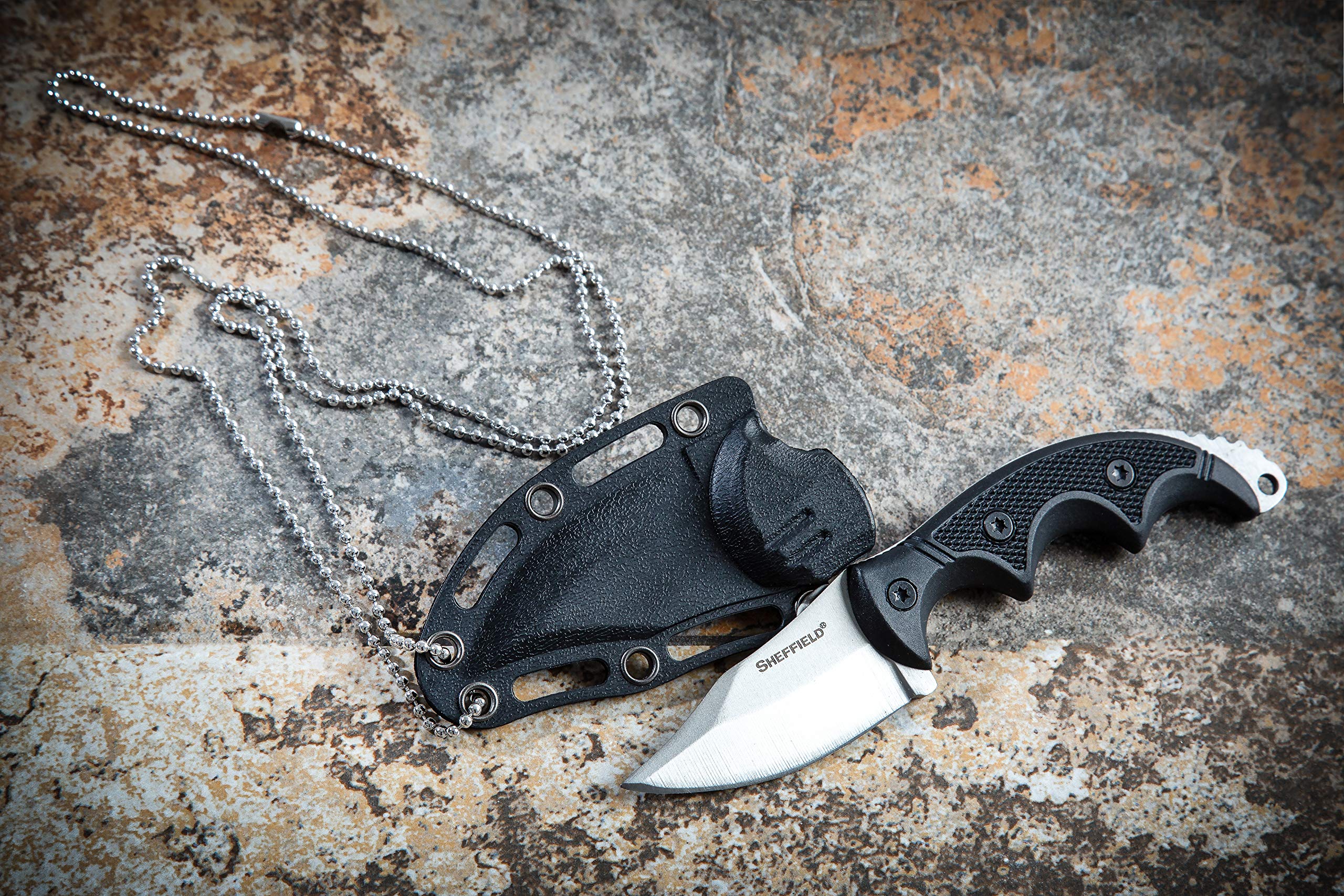 Sheffield 12152 Bolo 2.15 Inch Drop Point Fixed Blade Knife, Lightweight Neck Knife, Fixed Blade Knife Tactical, Fixed Blade Knife EDC