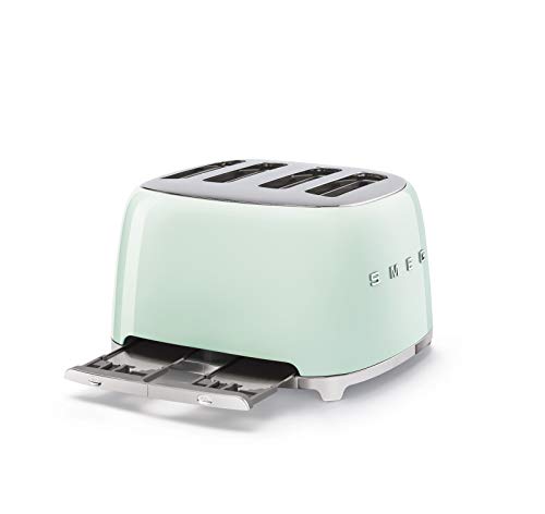 Smeg 50s Retro 4-Slot Toaster TSF03 Bundle with Smeg KLF03 Electric Kettle (Pastel Green)