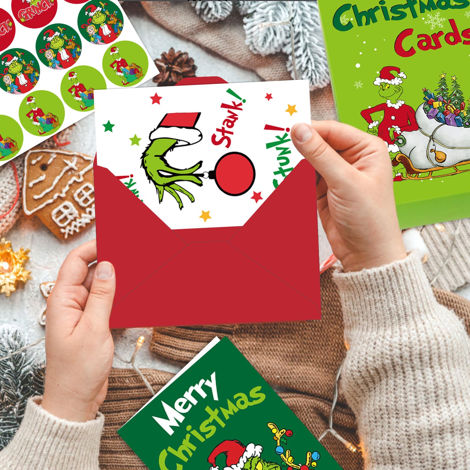 RINOLY Set of 30 Christmas Cards Bulk Boxed with Envelopes and Stickers,6 Assorted Designs Christmas Cards, Holiday Christmas Greeting Cards Bulk-4x6 inch