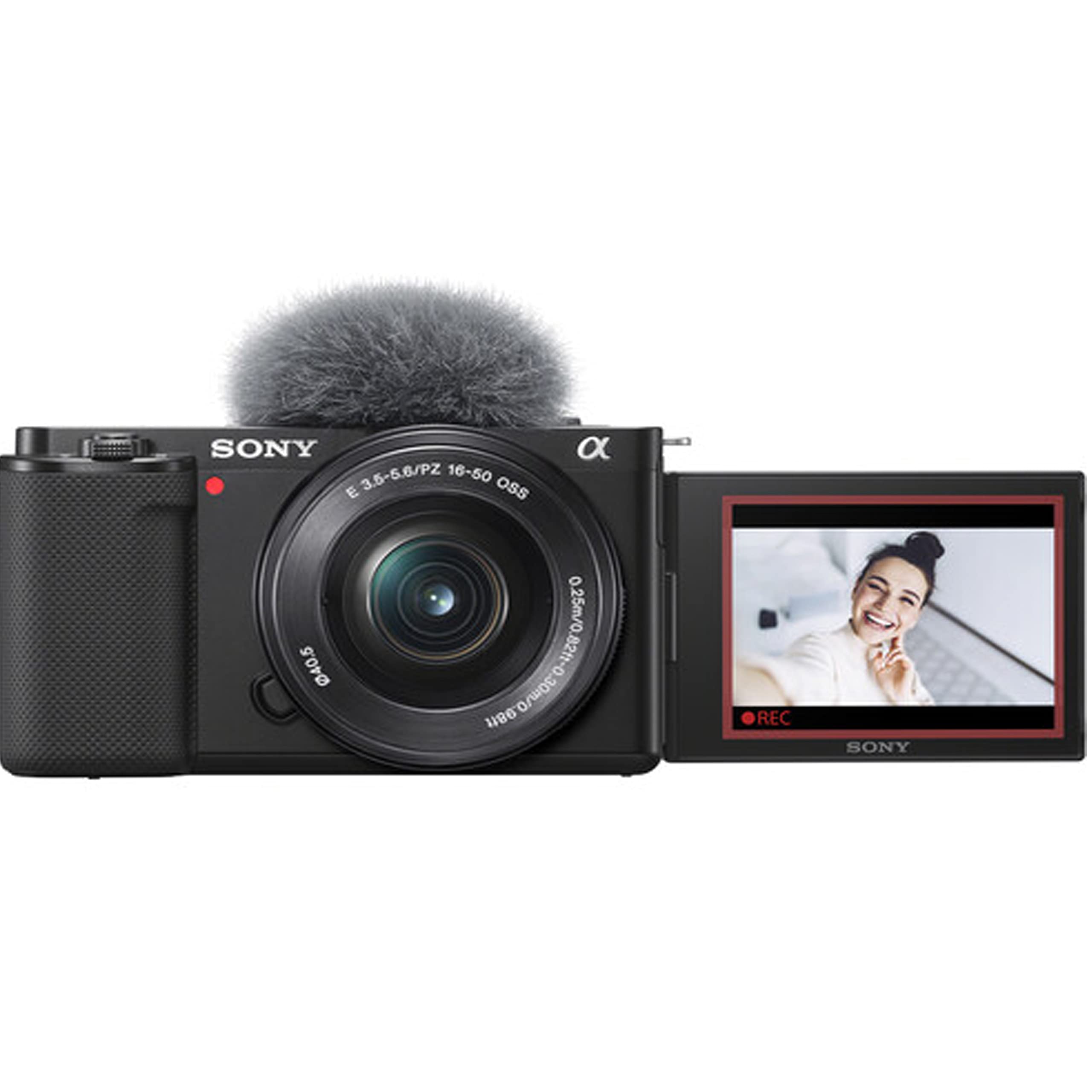 Sony ZV-E10 Mirrorless Camera with 16-50mm Lens 64GB Extreem Speed Memory, Case. Tripod, Filters, Hood, Grip, & Professional Video & Photo Editing Software Kit (White)
