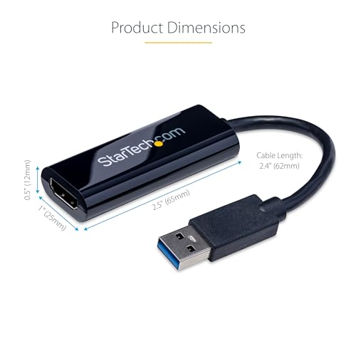 StarTech.com USB 3.0 to HDMI Adapter, USB to HDMI Monitor Converter for Windows, 1080P (No Support for macOS/ChromeOS/Linux)