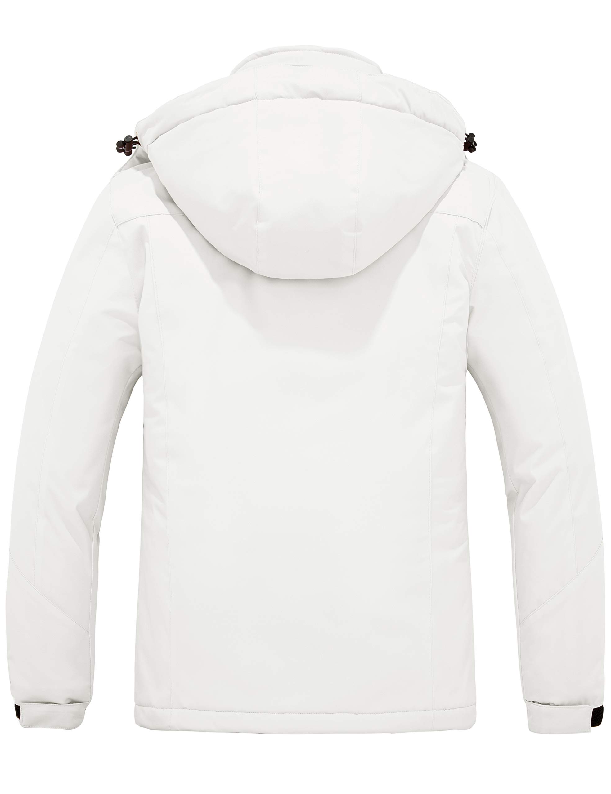 Skieer Women's Waterproof Ski Jacket Winter Parka with Detachable Hood White M
