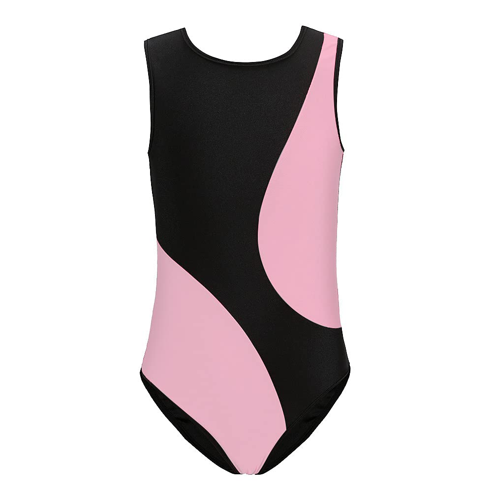 Viriber Leotards For Girls Gymnastics Girls' Activewear Dresses Gymnastics Leotards for Girls Dance Ballet Suit (130(9-10T), Black&Pink … …